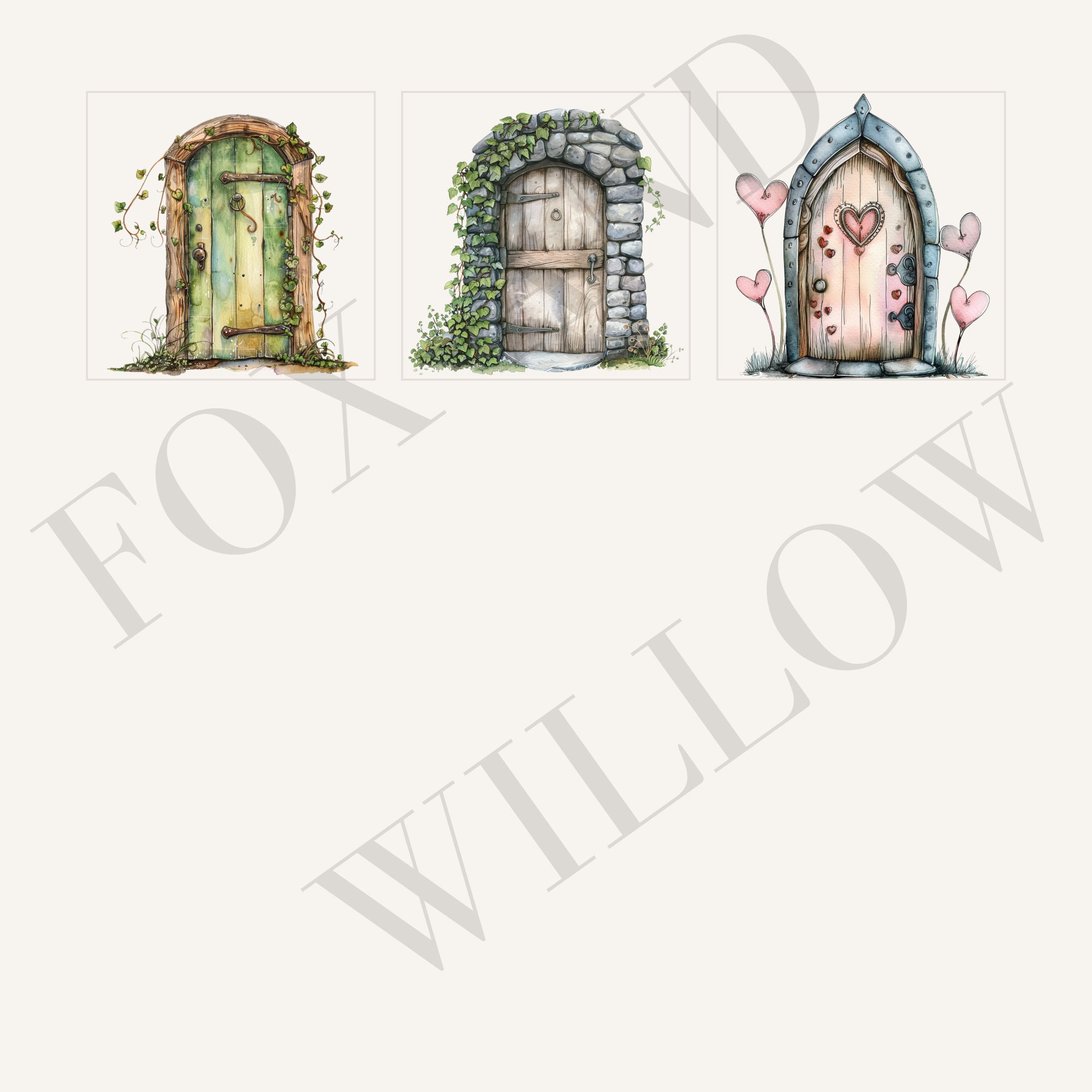 Fairy Doors Clipart, Watercolor Transparent Commercial Use PNG ...