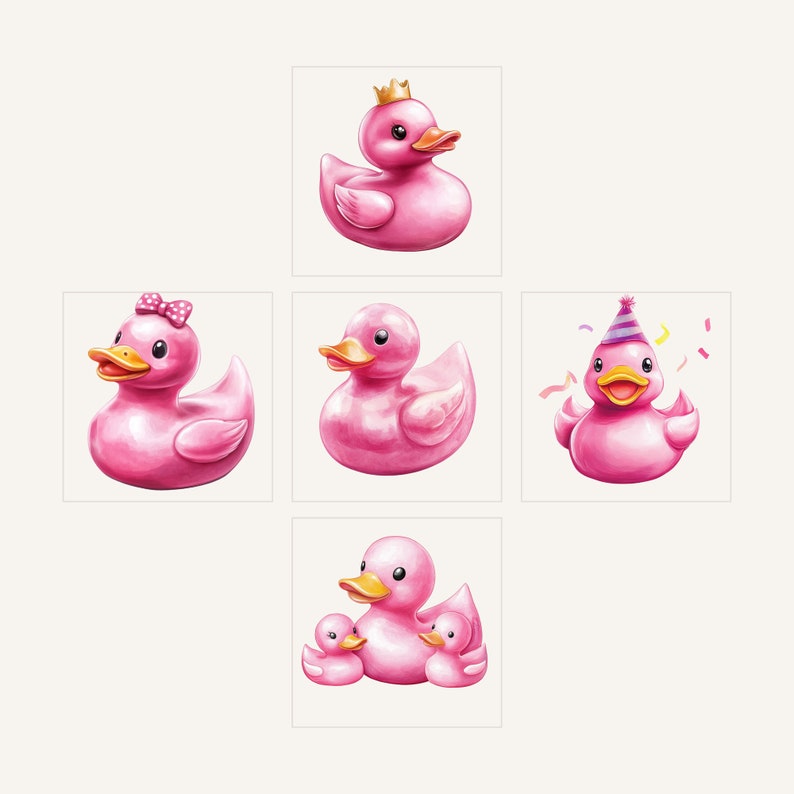 Pink Rubber Duck Clipart, Watercolor Style, Transparent Background ...