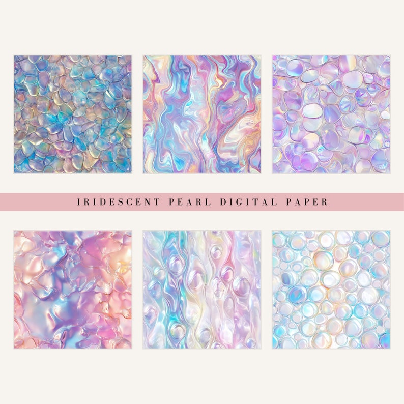 Iridescent Pearl Digital Paper, Pearlescent Style, Commercial Use PNG ...