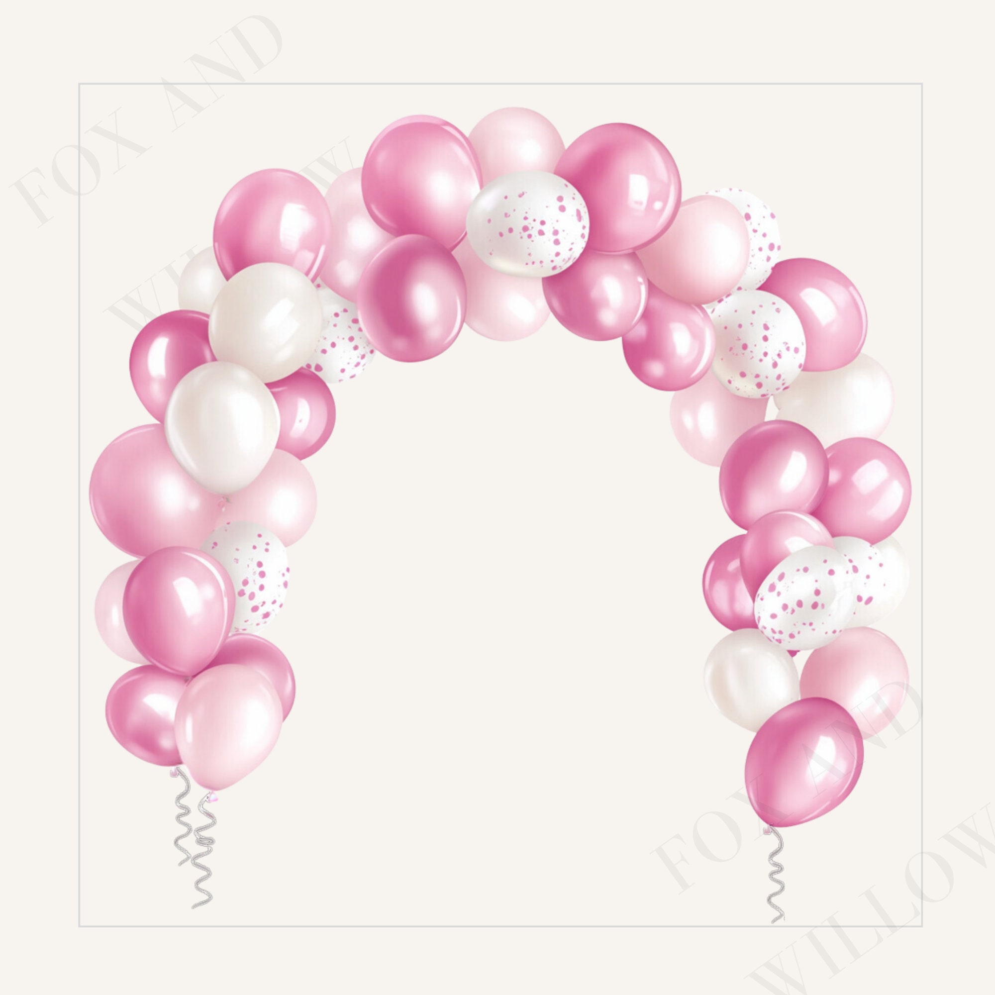 Pink Balloon Arch Clipart, Watercolor Style, Transparent Background ...