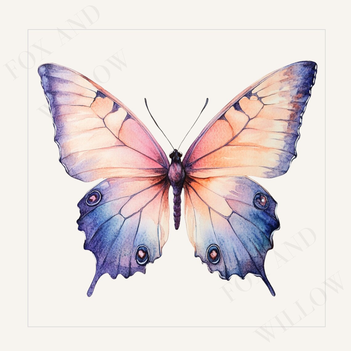 Pastel Butterfly Clipart, Watercolor Style, Transparent Background ...