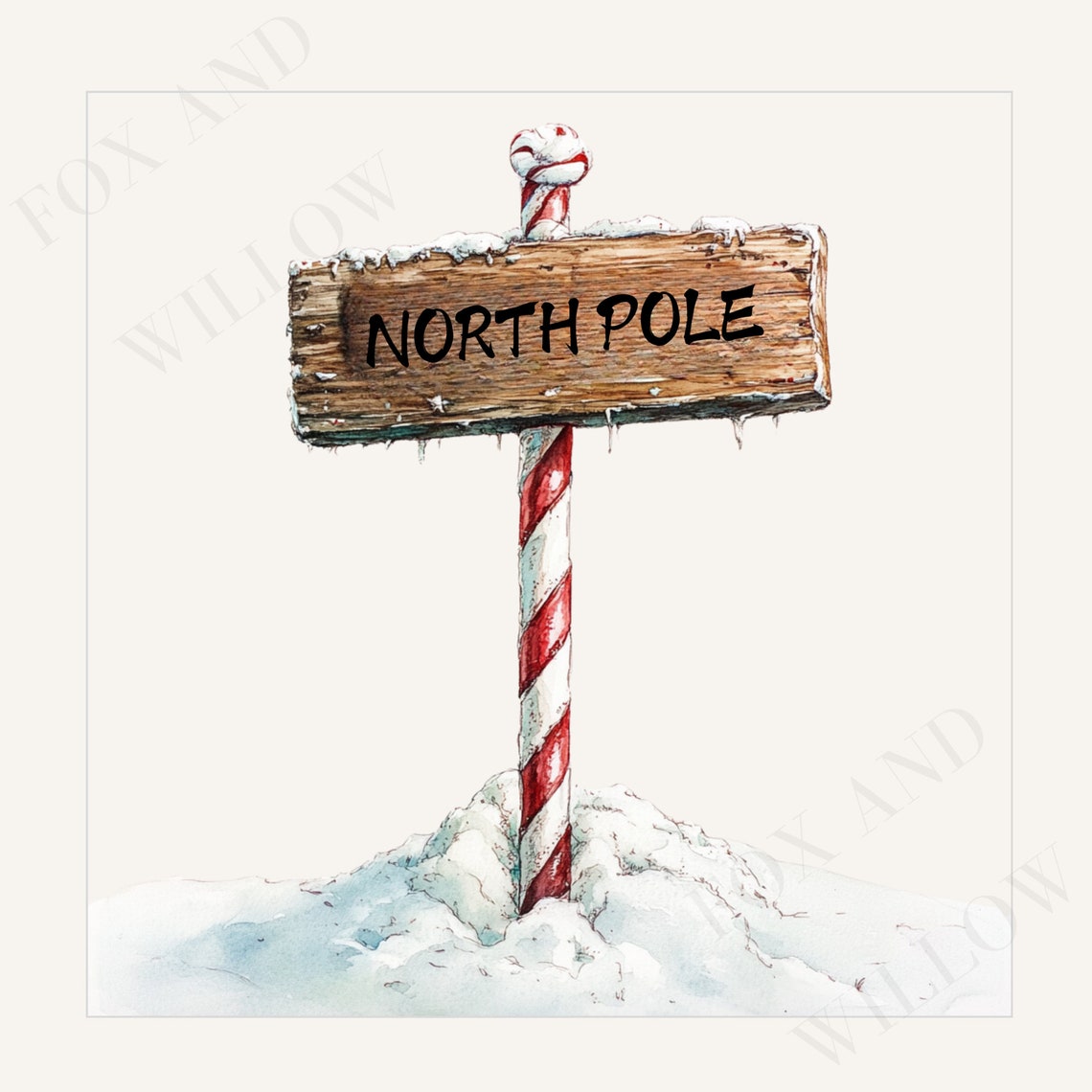 North Pole Sign Clipart, Watercolor Style, Transparent Background ...