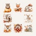 Autumn Woodland Animals Clipart, Watercolor Style, Transparent ...