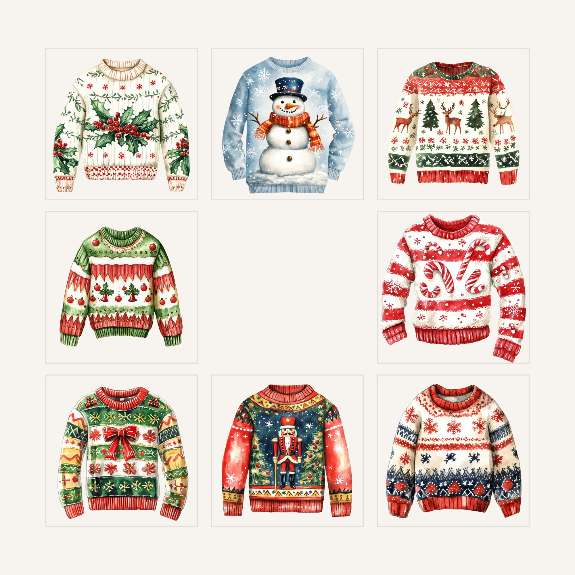 Christmas Jumper Clipart, Watercolor Style, Transparent Background ...