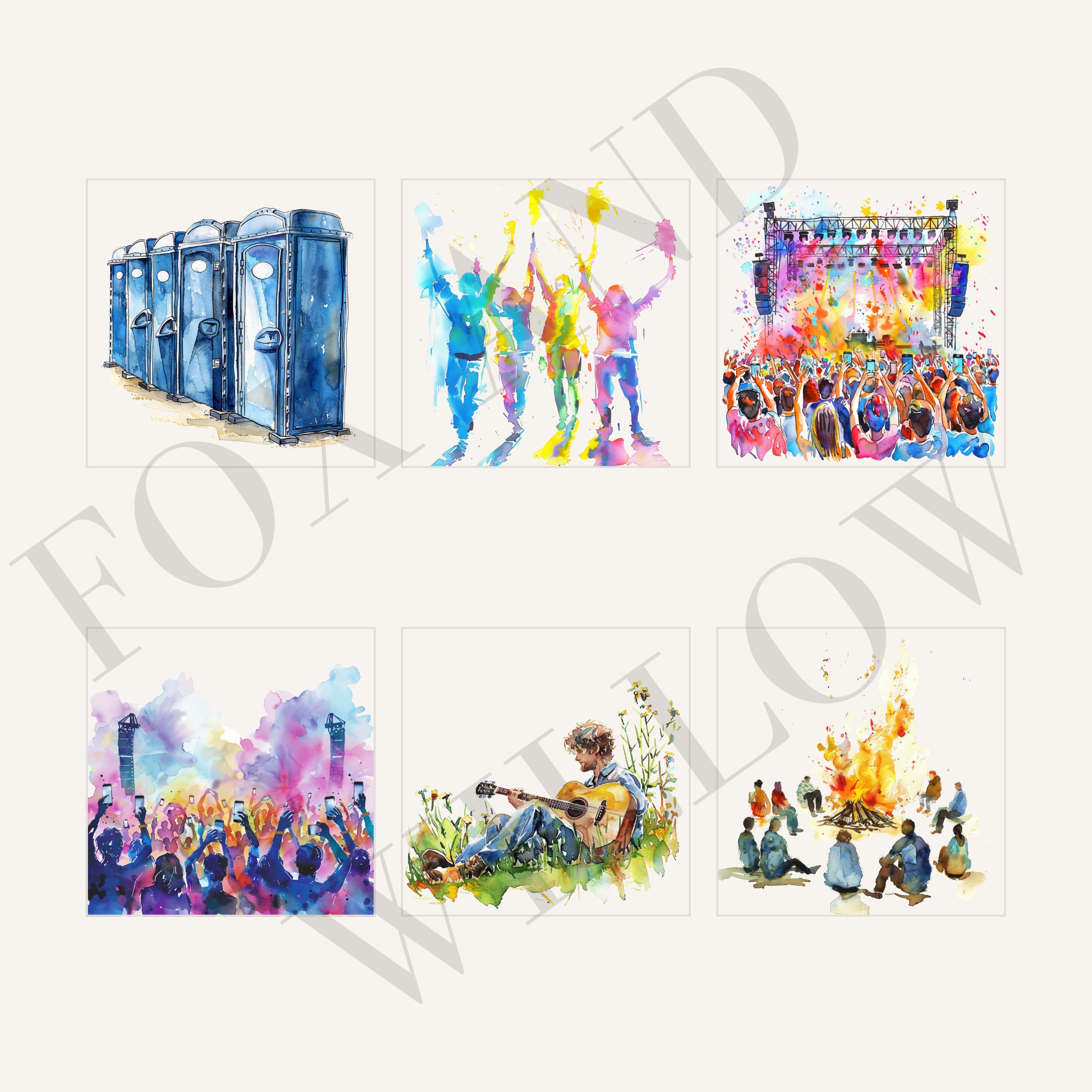 Festival Watercolor Clipart, Transparent Background, Commercial Use PNG ...