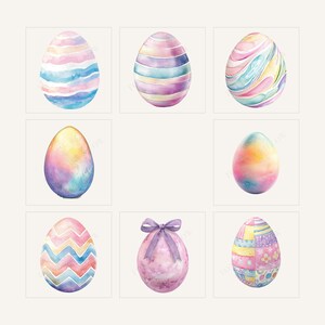 Pastel Easter Eggs Clipart, Watercolor Style, Pattern Egg Clip Art ...