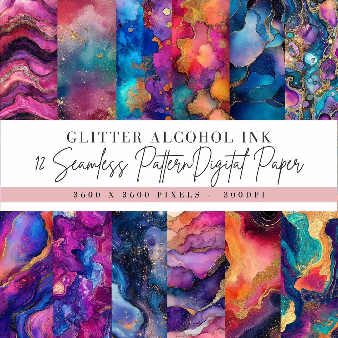 Glitter Alcohol Ink Digital Paper, Commercial Use PNG, Glittery Texture ...