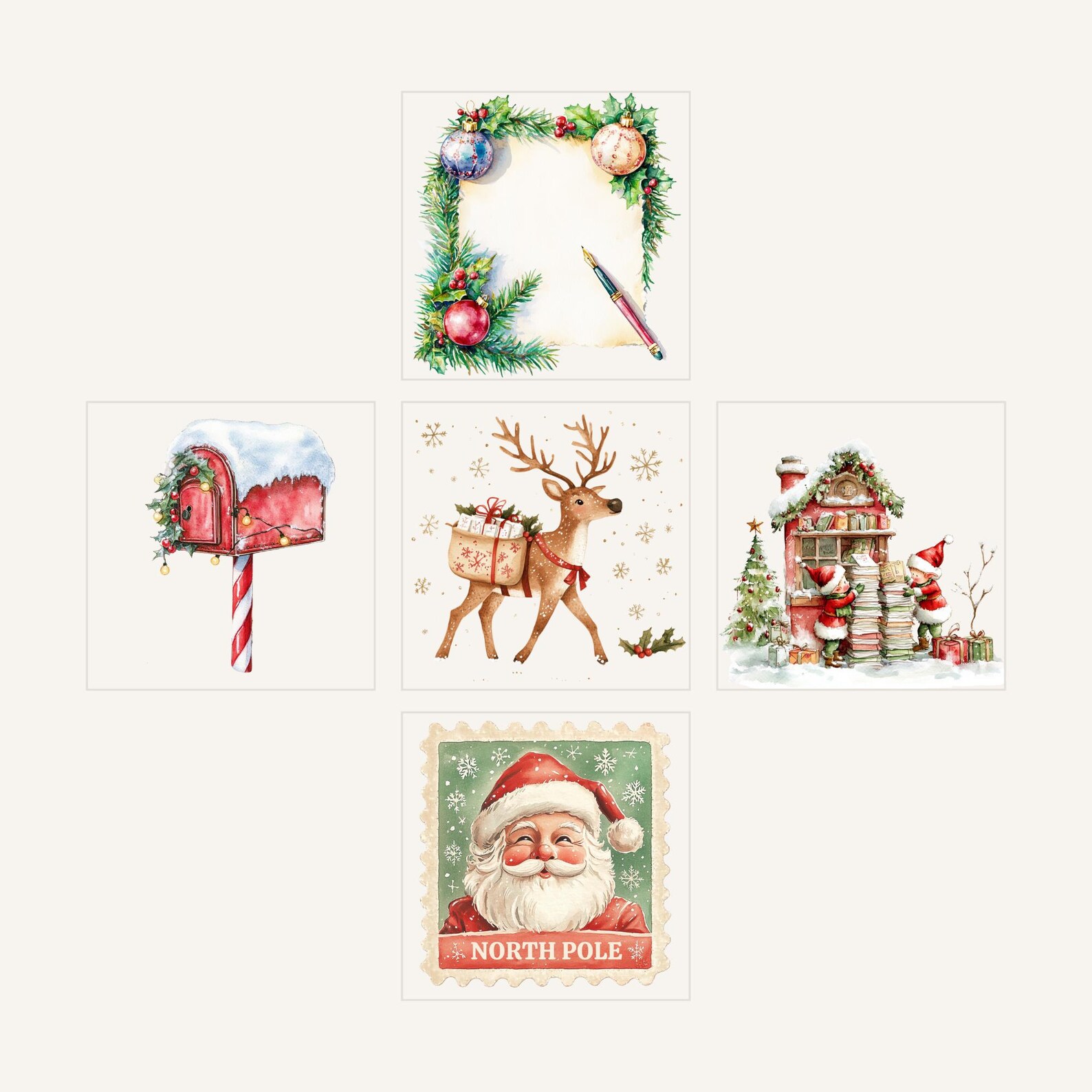 Letter to Santa Clipart, Watercolor Style, Transparent Background ...