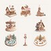 Christmas Gingerbread Village Clipart, Watercolor Style, Transparent ...