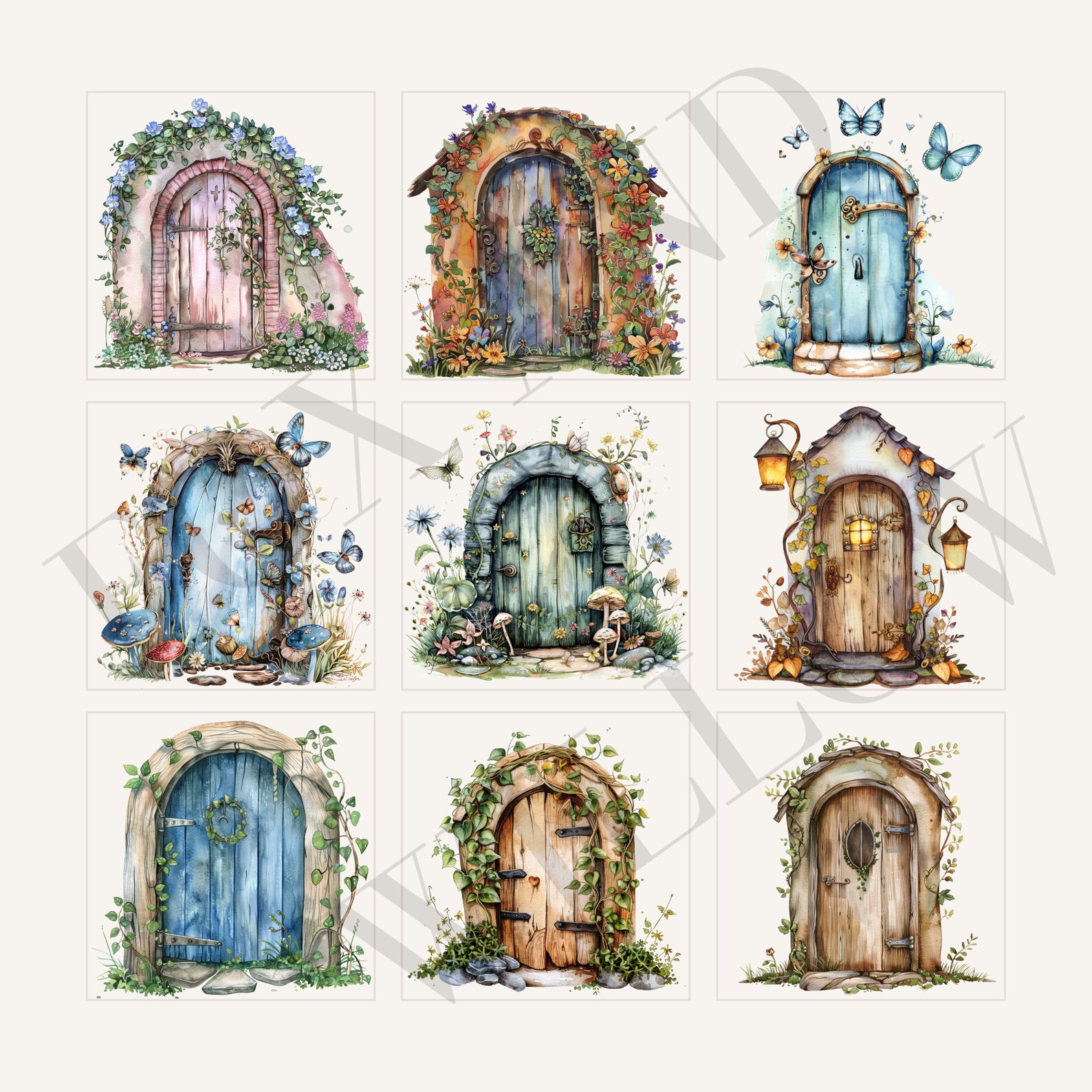 Fairy Doors Clipart, Watercolor Transparent Commercial Use PNG ...