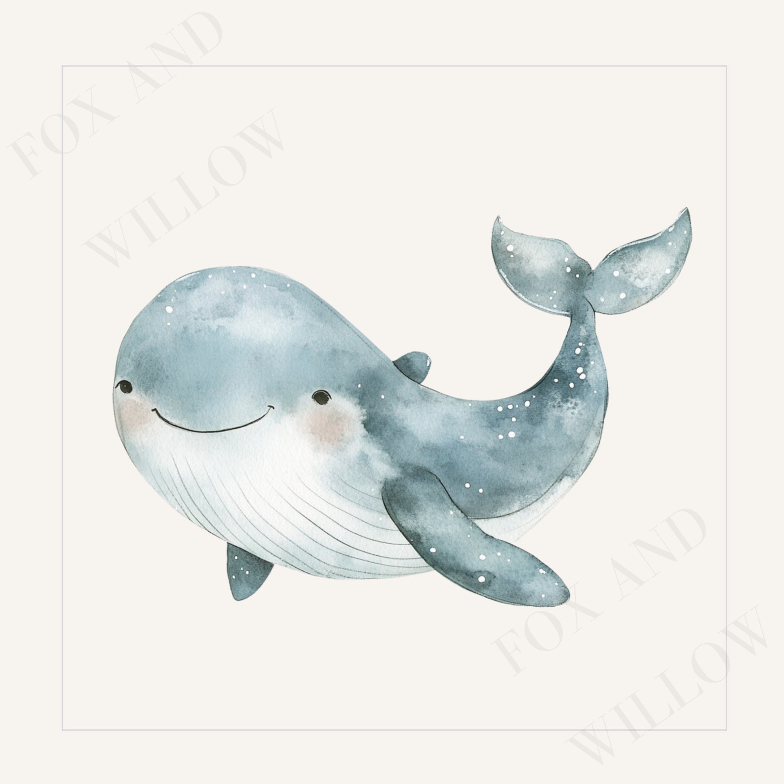 Cute Whale Clipart, Watercolor Style, Transparent Background ...