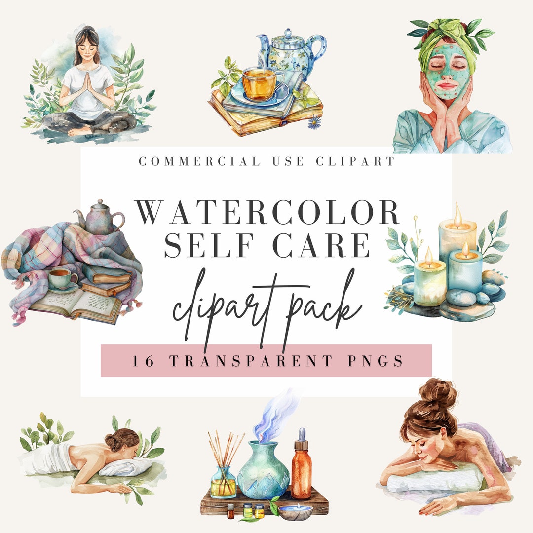 Self Care Clipart, Watercolor Style Skin Care Clip Art, Mindfulness ...
