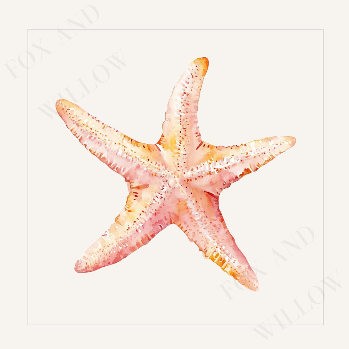 Starfish Clipart, Watercolor Style, Transparent Background, Commercial ...