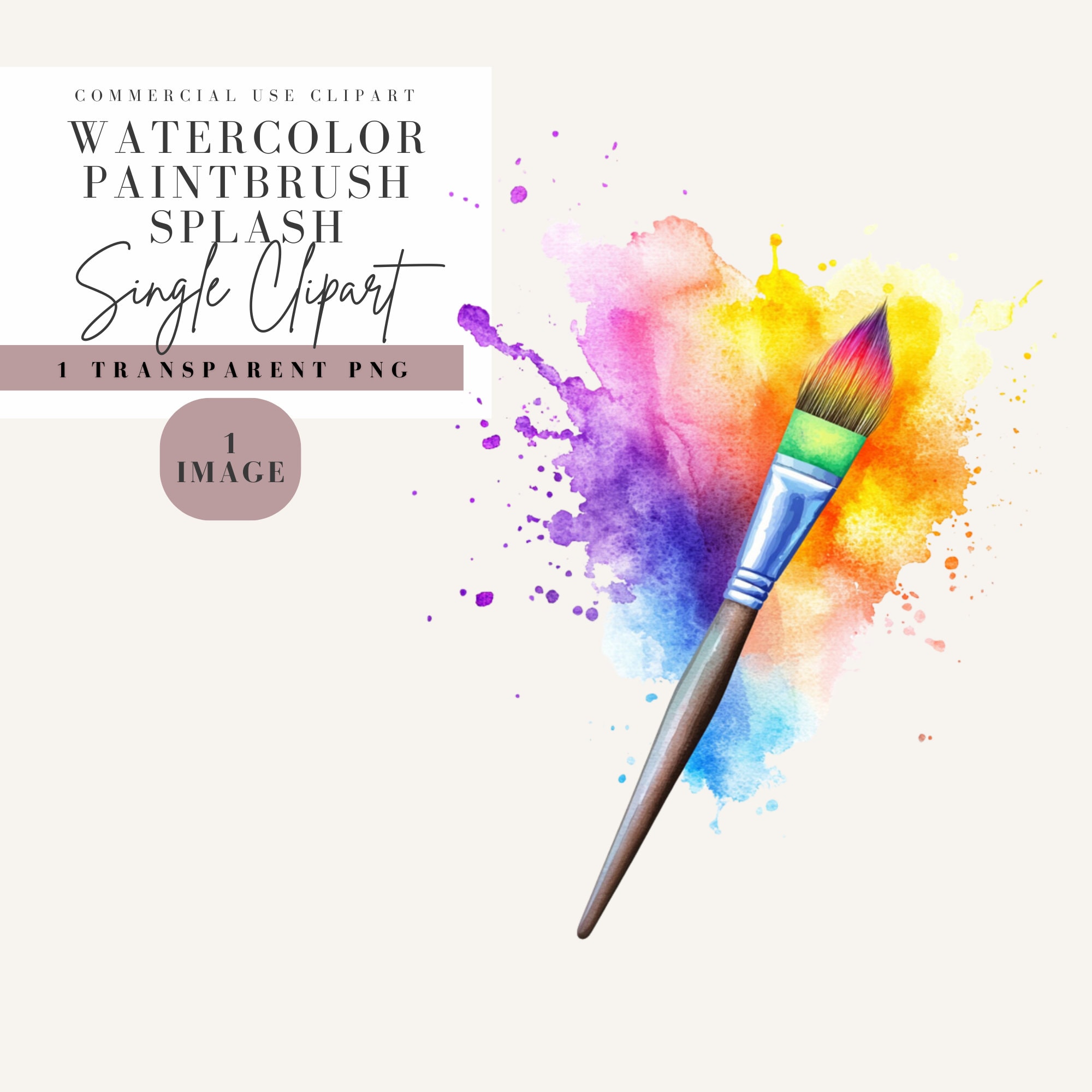 Paint Brush Splash Clipart, Watercolor Style, Transparent Background ...