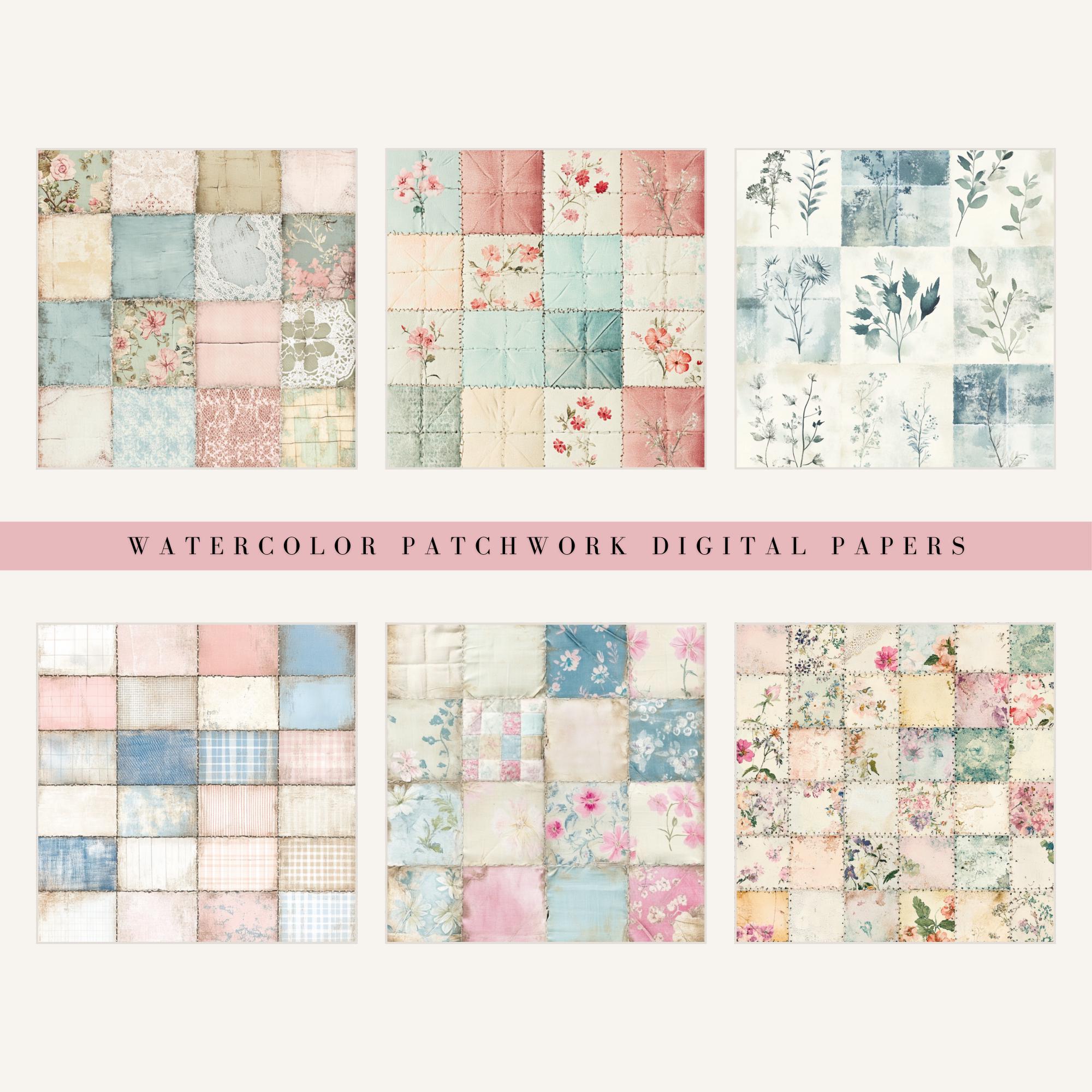Patchwork Digital Papers, Quilted Stitch Pattern Paper Background ...