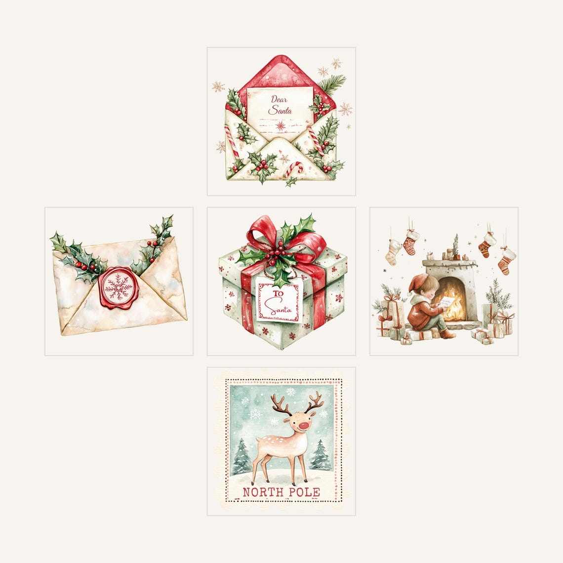 Letter to Santa Clipart, Watercolor Style, Transparent Background ...