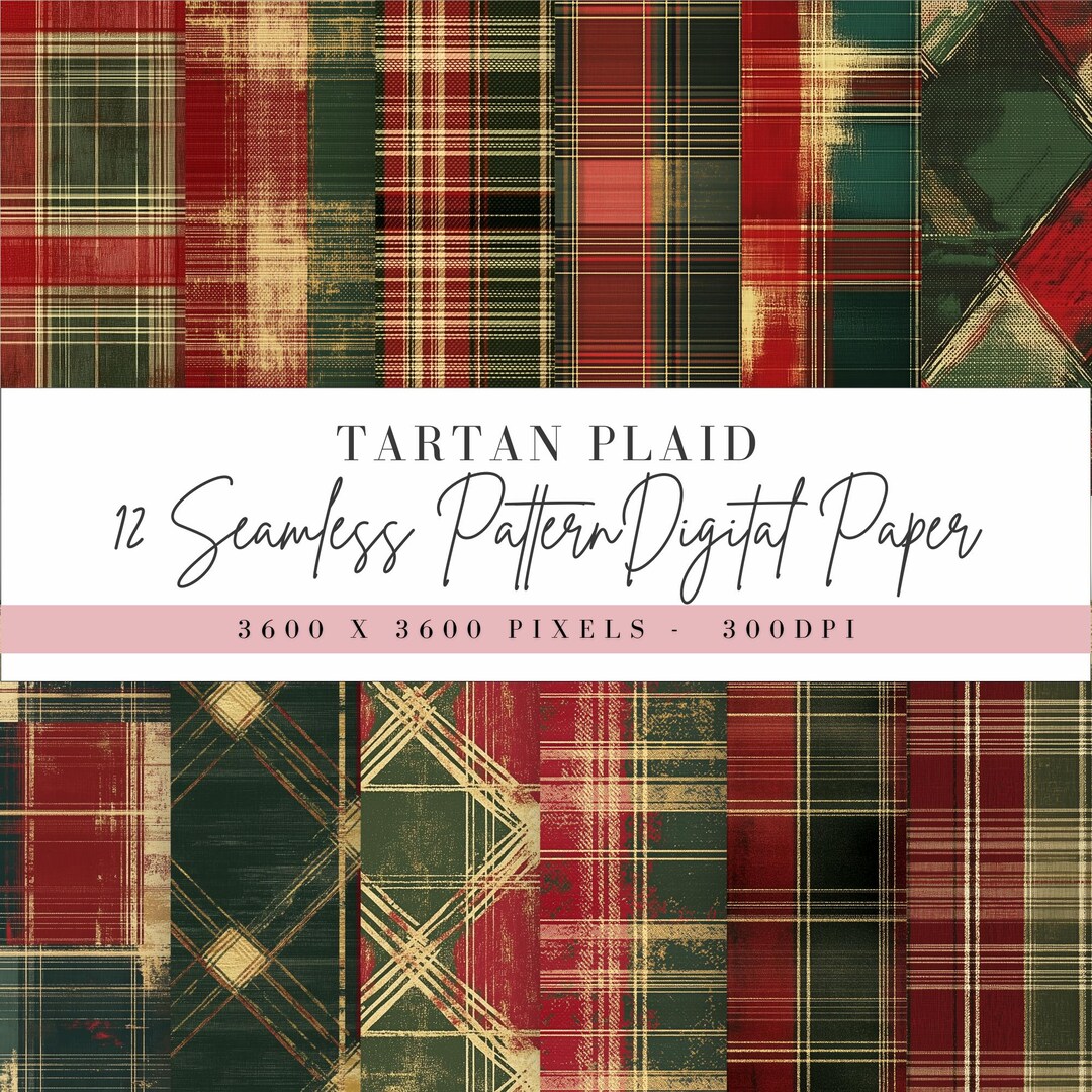 Tartan Plaid Digital Paper, Seamless Pattern Background, Commercial Use ...