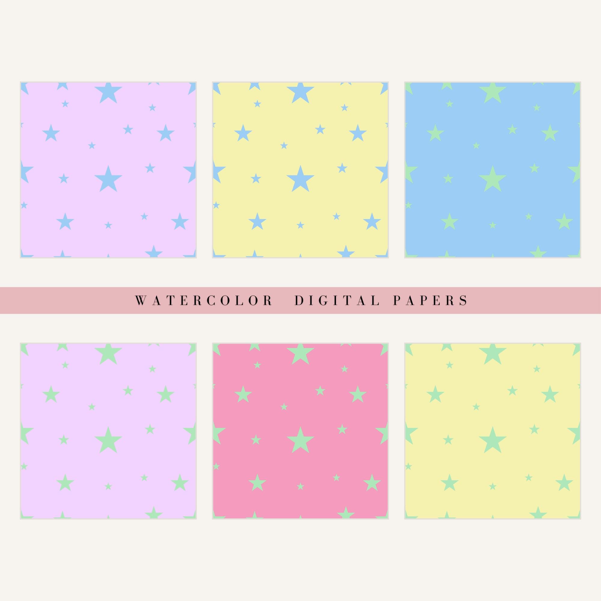 Pastel Star Digital Paper, Commercial Use PNG, Stars Design, Seamless ...