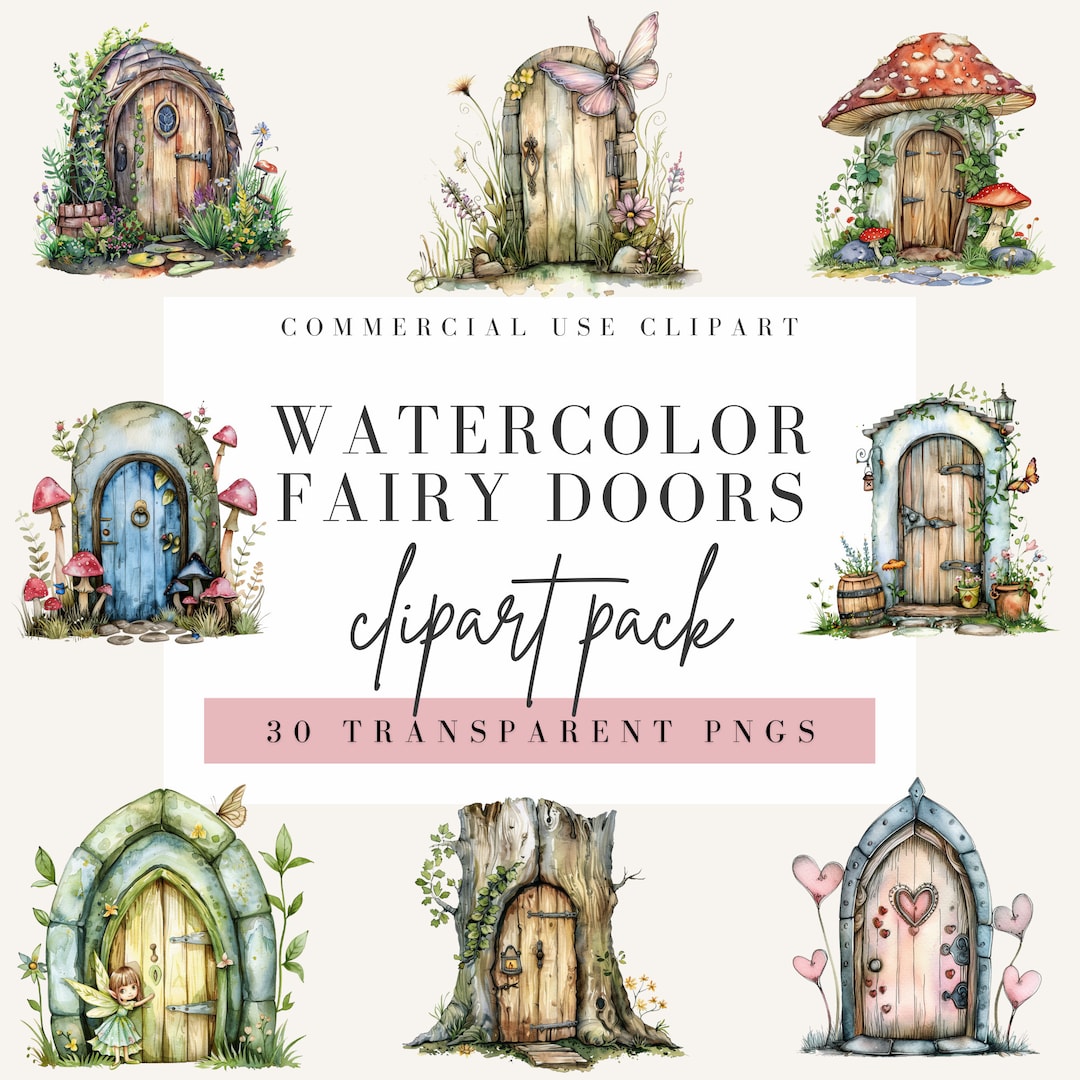 Fairy Doors Clipart, Watercolor Transparent Commercial Use PNG ...