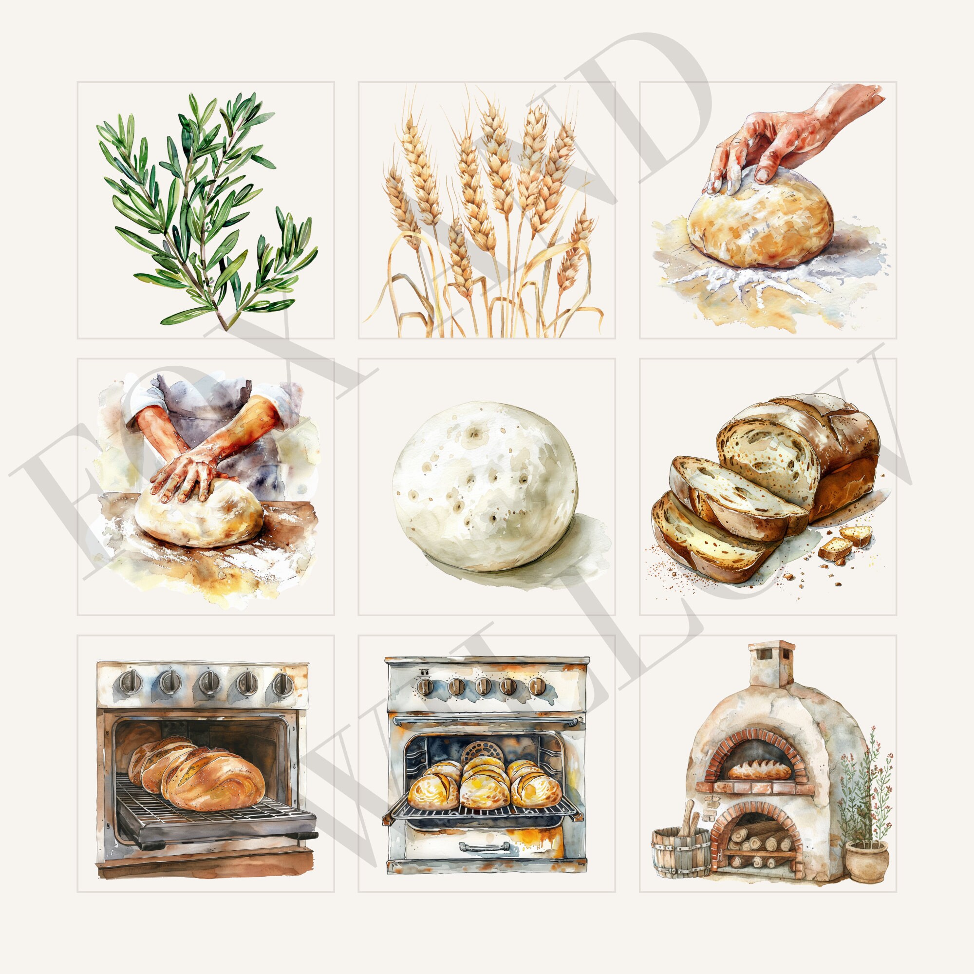 Sourdough Bread Watercolor Clipart, Transparent Commercial Use PNG ...