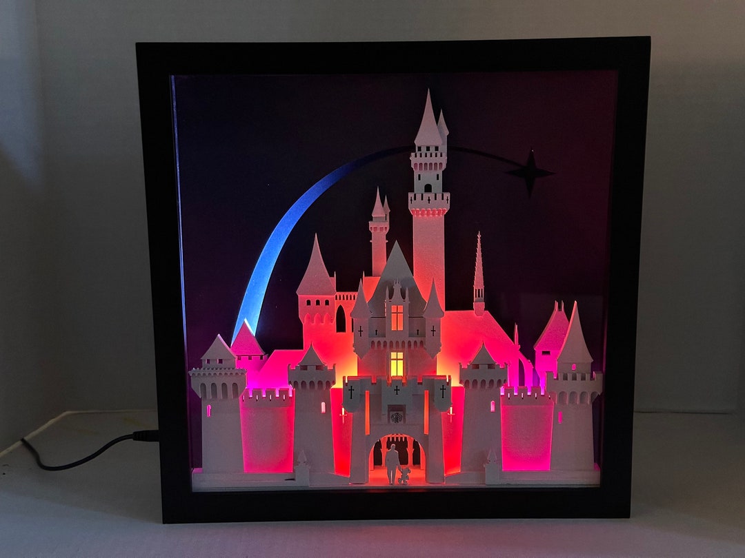 Sleeping Beauty Castle Shadow Box Decor With Multicolored LED Lightshow ...