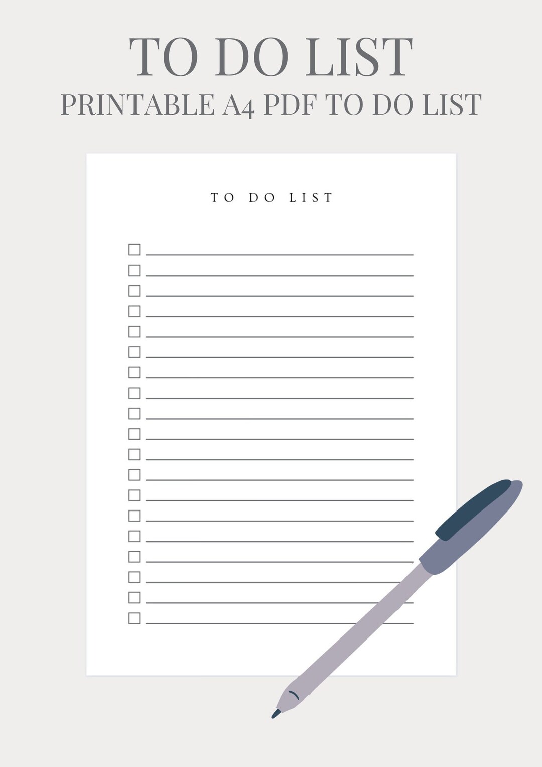 To Do List - Printable A4 to Do List, Instant Download PDF - Etsy