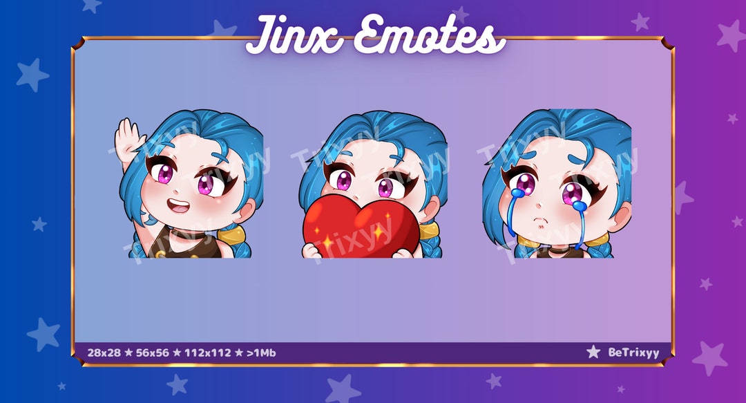 Jinx League of Legends, Jinx Arcane, Jinx Twitch and Discord Emote Pack ...