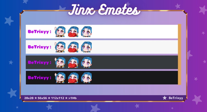 Jinx League of Legends, Jinx Arcane, Jinx Twitch and Discord Emote Pack ...
