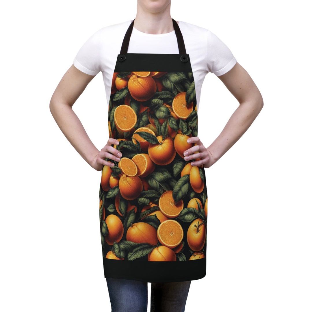 Farmhouse Orange Fruit Apron AOP: Stylish Poly Twill Apron for ...