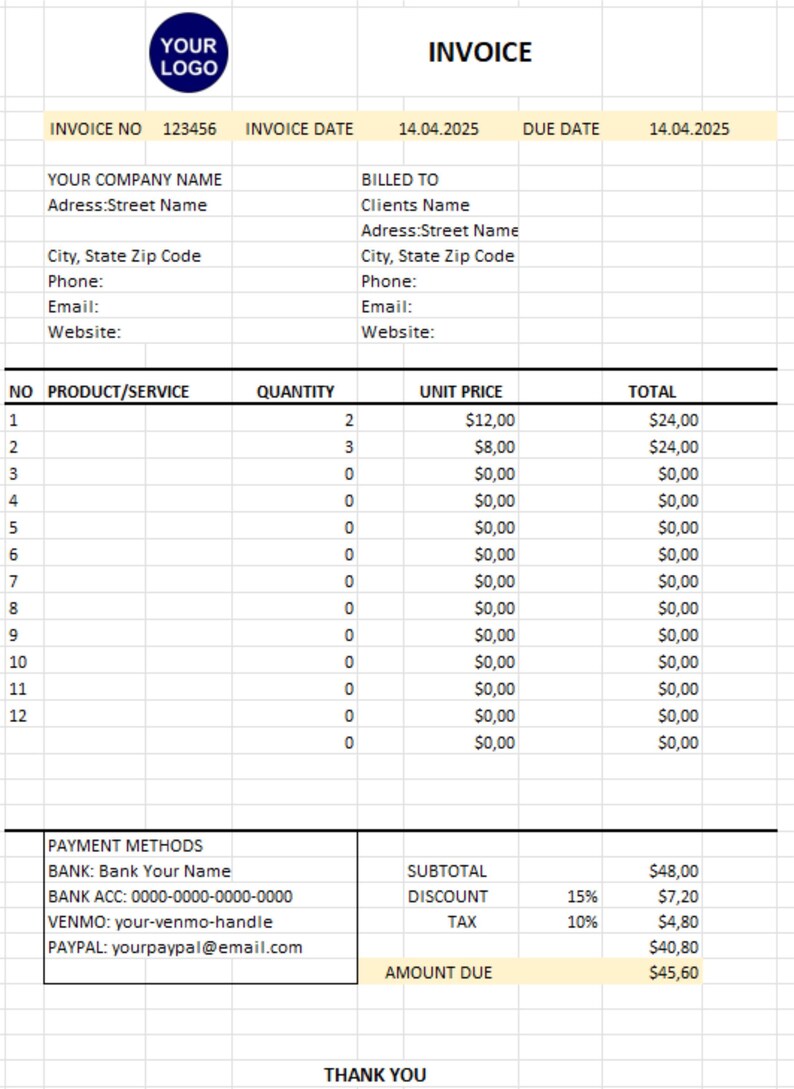 Invoice Template | Modern and Professional Invoice | Microsoft MS WORD ...