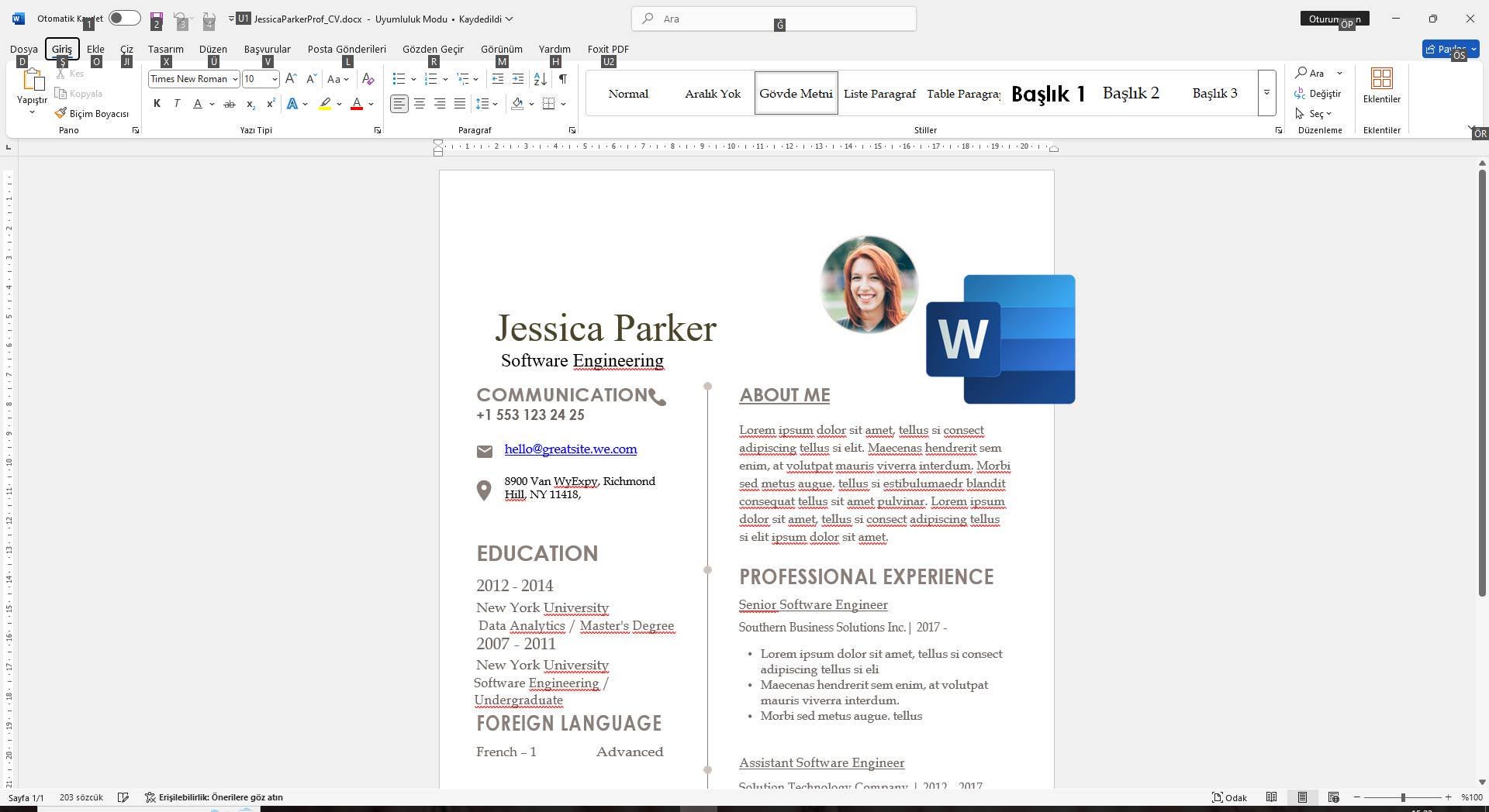 Clean Resume Template: Professional CV Design for MS Word - Etsy