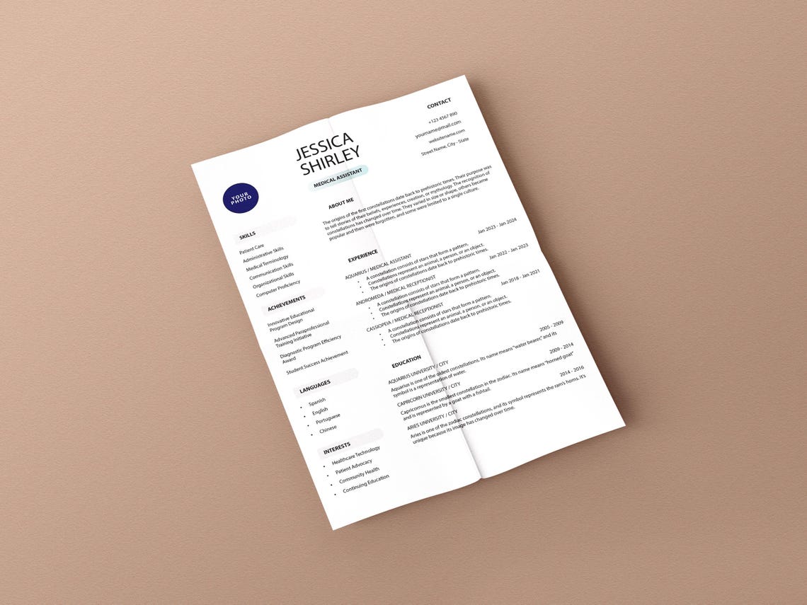 Professional Clean Resume Template MS Word, Powerpoint Professional CV ...