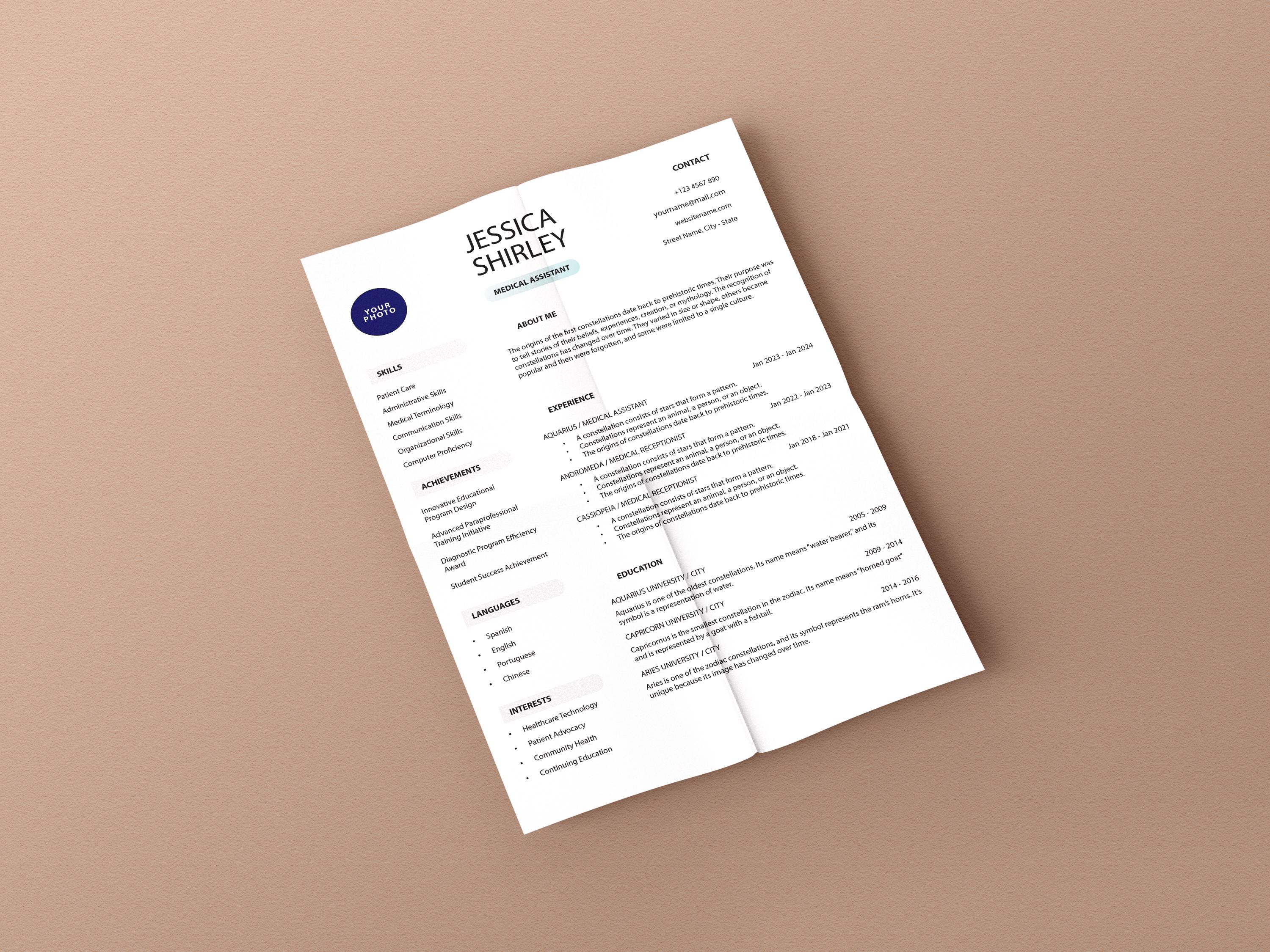 Professional Clean Resume Template MS Word, Powerpoint Professional CV ...