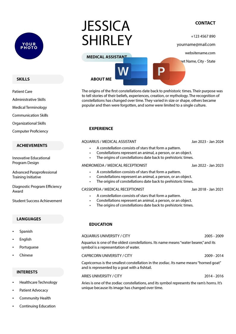 Professional Clean Resume Template MS Word, Powerpoint Professional CV ...