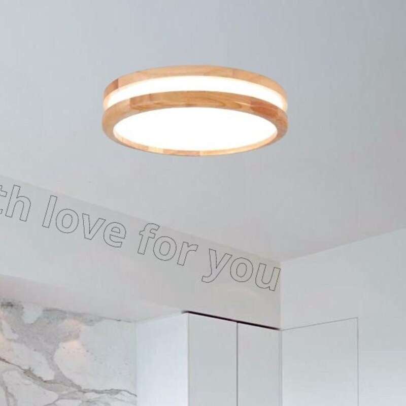 Round Wood Ceiling Light - Etsy