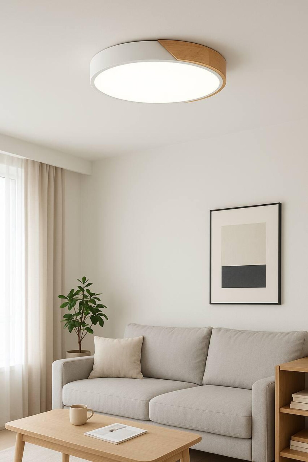 Round Multicolor Ceiling Lamp/led Surface Mount Light Fixture/wooden ...