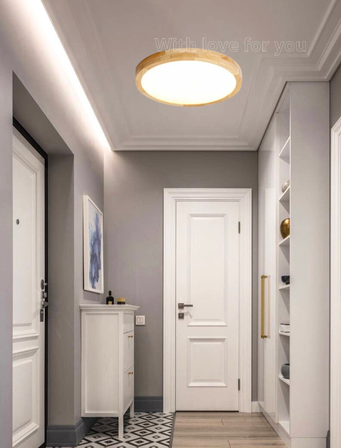 Ceiling LED Chandelier/pendant Wood Sconce/round Led Lamp/modern ...