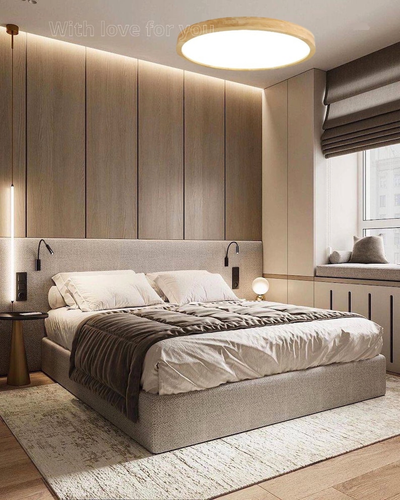 Ceiling LED Chandelier/pendant Wood Sconce/round Led Lamp/modern ...