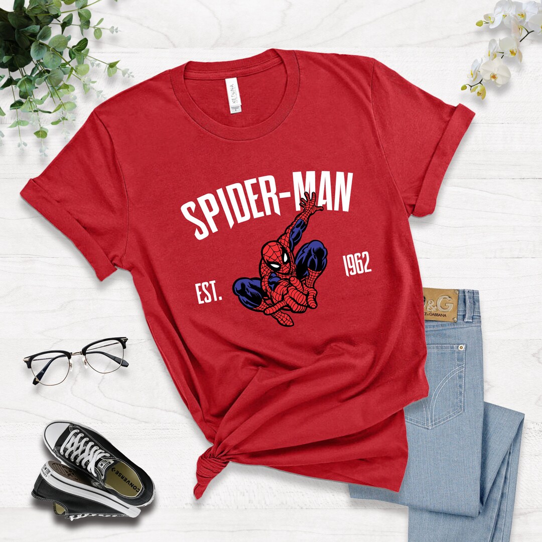 Custom Spiderman Shirt, Cartoon Tshirt, Superhero Spiderman Print Tee ...