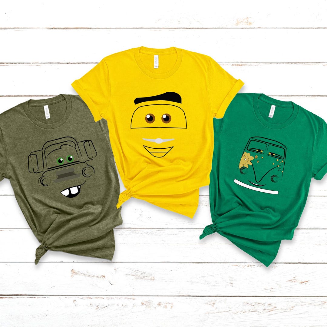 Disney Cars Face Outline Shirt, Mcqueen Sally Mater Guido, Pixar Cars ...