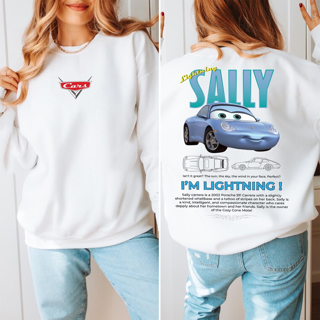 Disney Car Mcqueen Sally Sweatshirt, Two Sided, Couple Gift, Pixar Cars Crewneck, Mater Mack ...