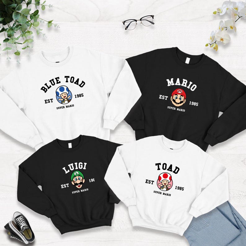 Super Mario Family Crewneck, Super Mario Characters Family Matching ...