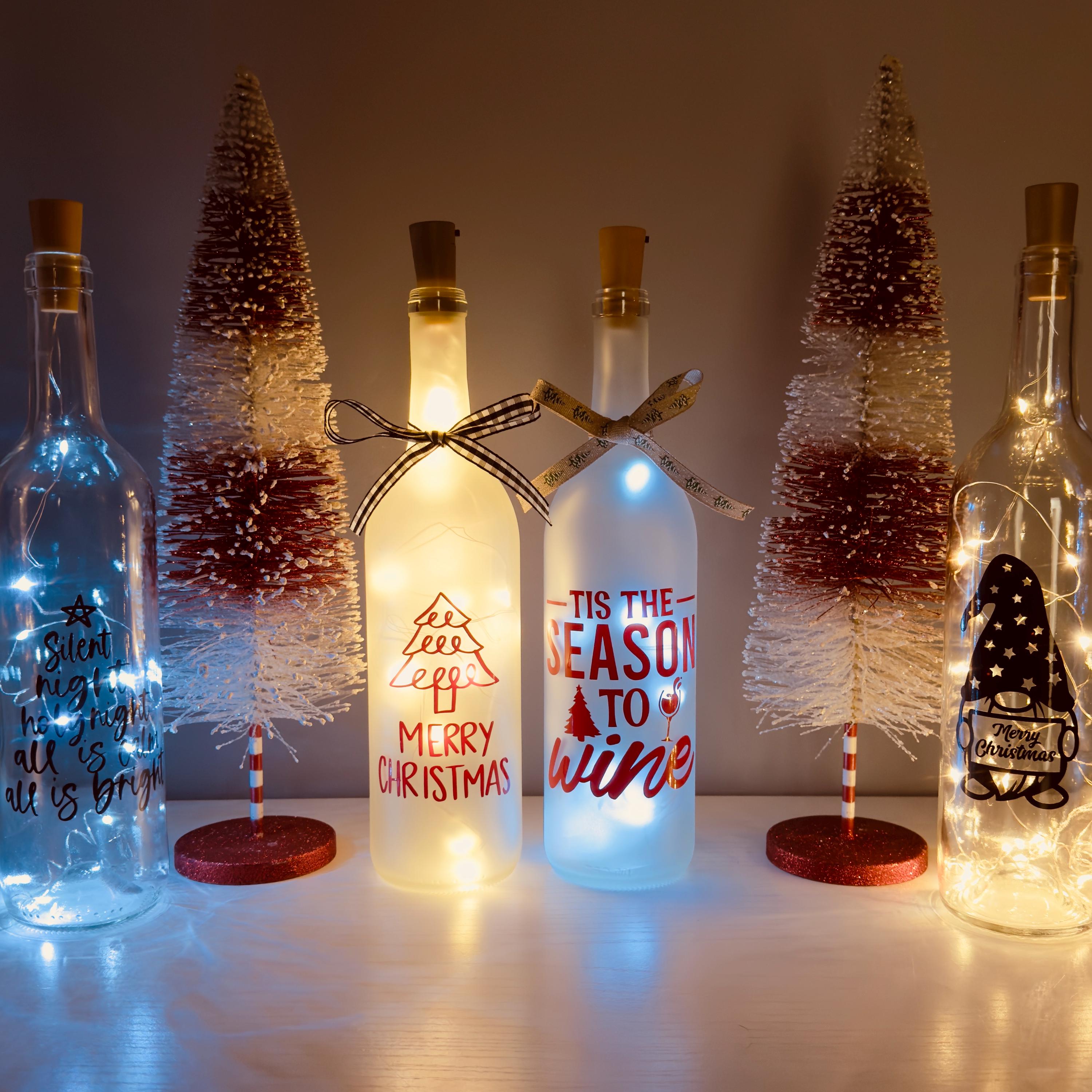Holiday Lighted Wine Bottle, Wine Bottle Decor, Christmas Decor ...