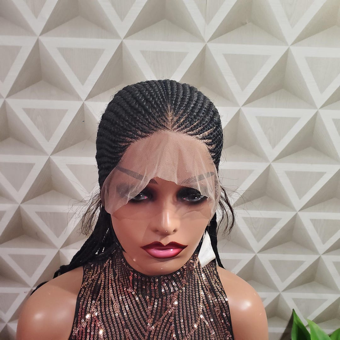 Full Lace Braided Cornrow Wig, All Back, Curly Tip, - Etsy