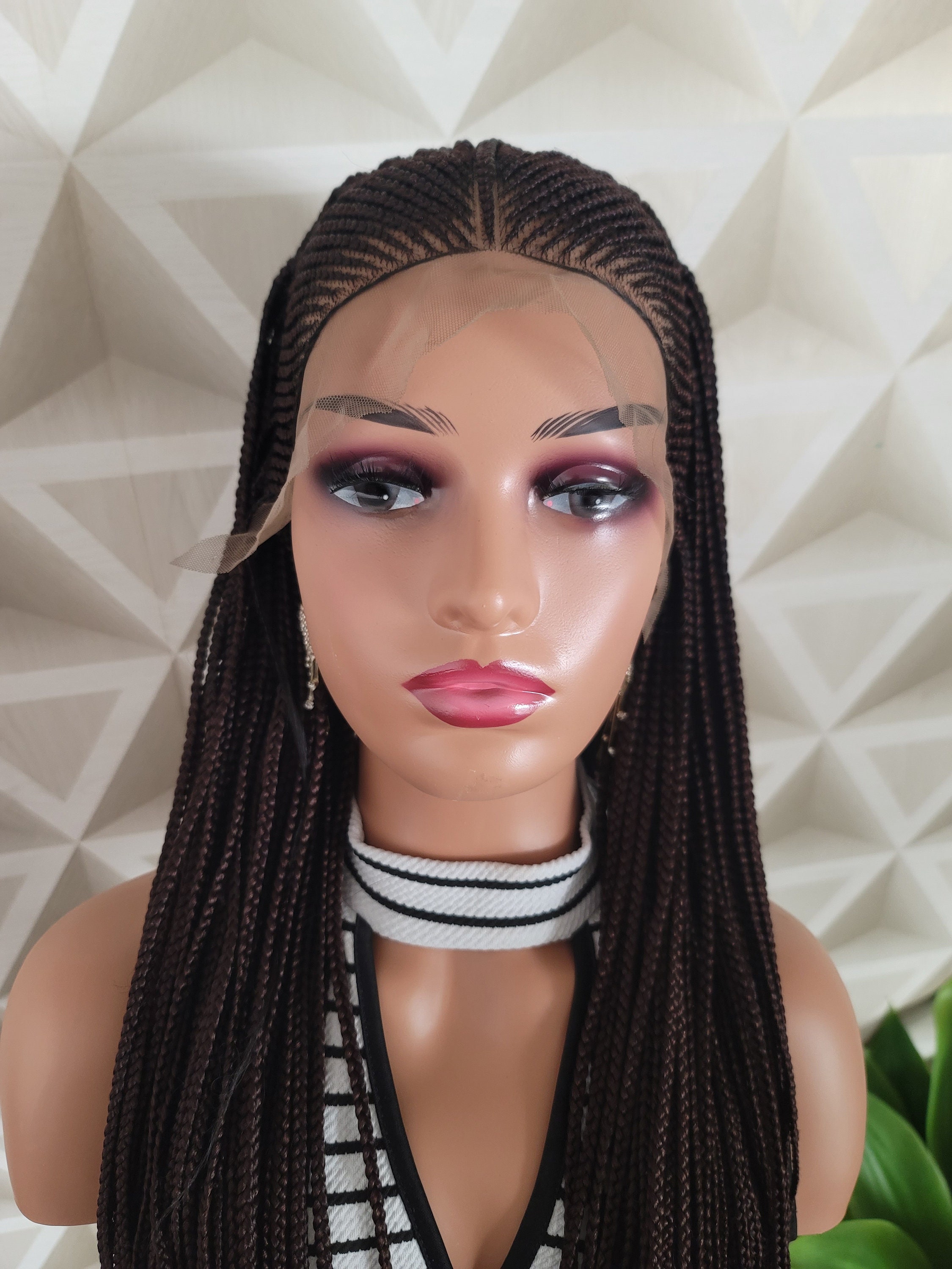 Lace Front Braided Wigs for Women, Cornrow Braided Wigs, Full Lace ...