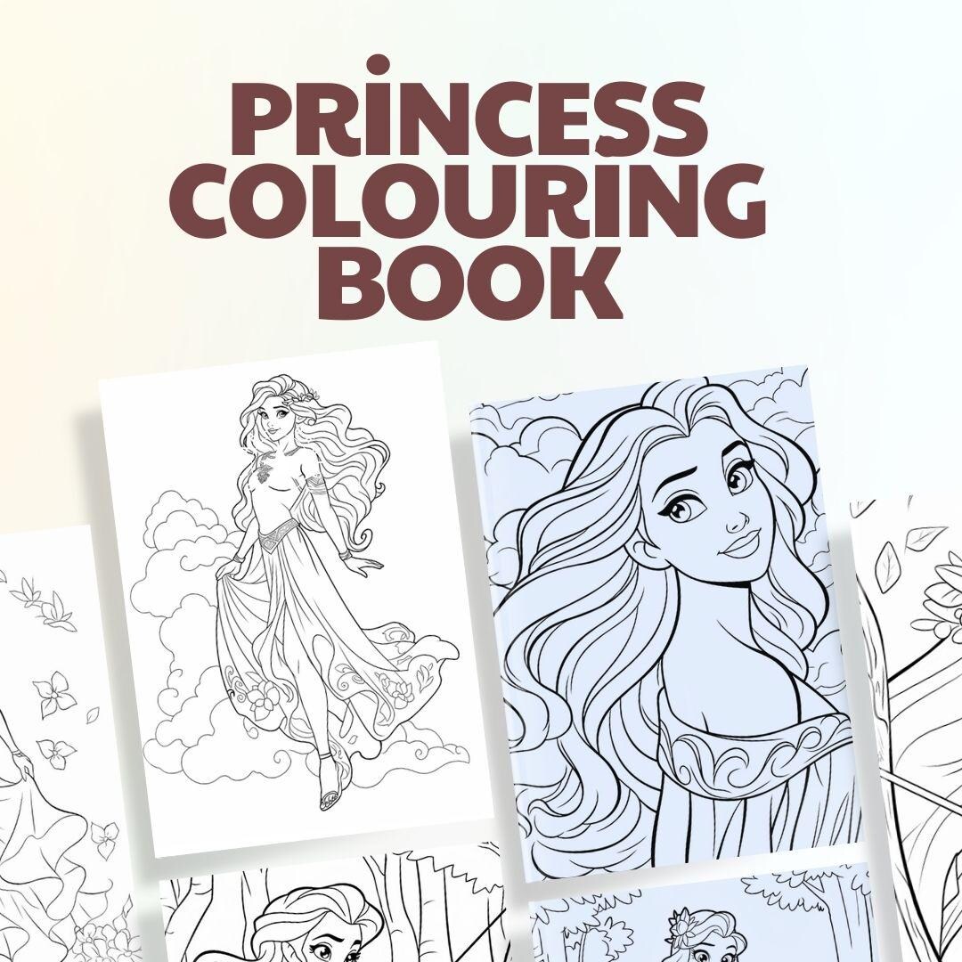 Princess Colouring Book | Digital Pdf| Kids and Adults Colouring Book ...