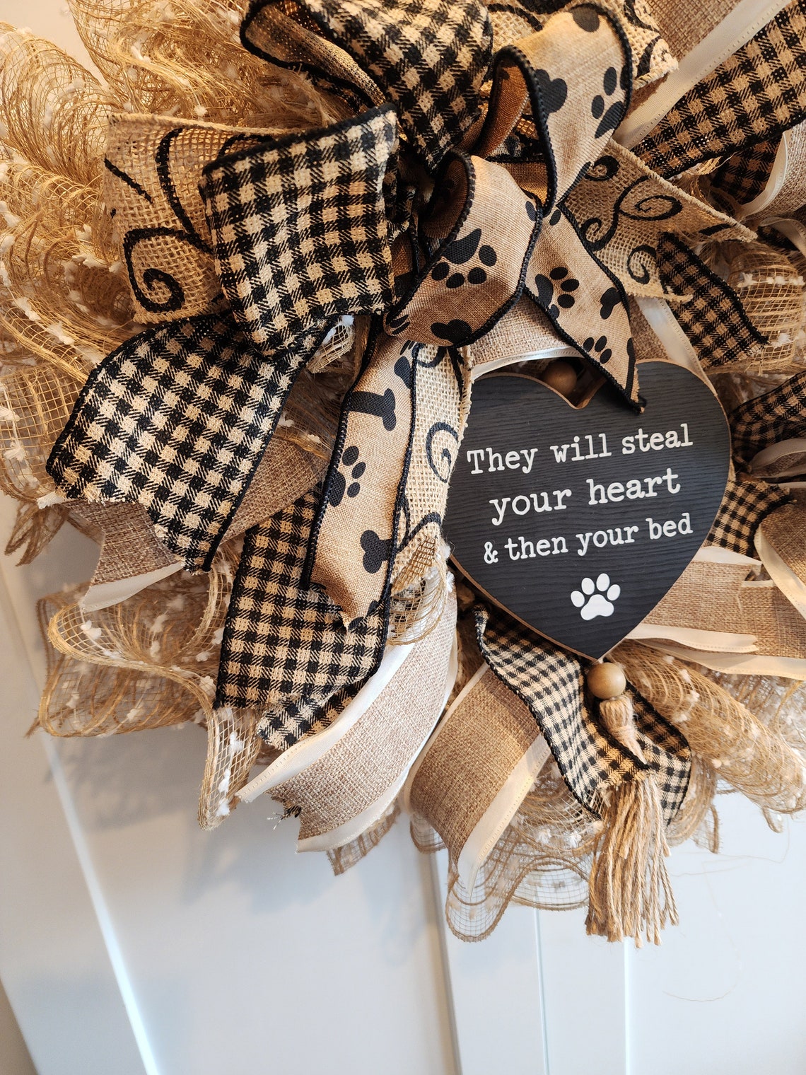 Round Dog Themed Ribbon Wreath - Etsy