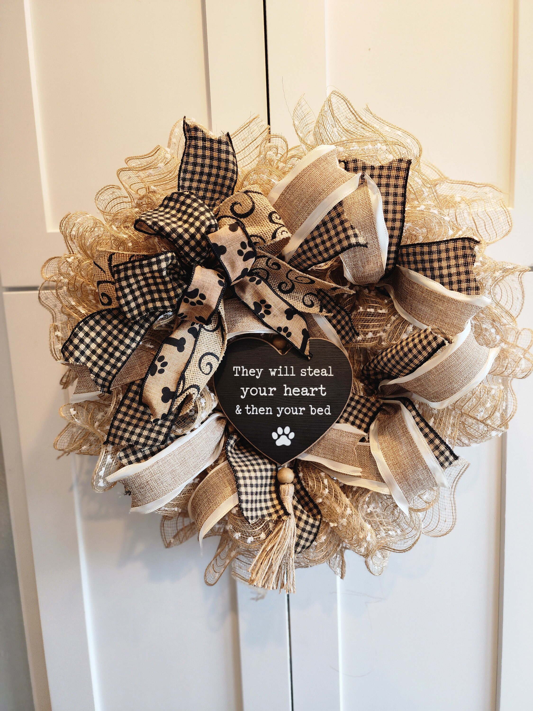 Round Dog Themed Ribbon Wreath - Etsy
