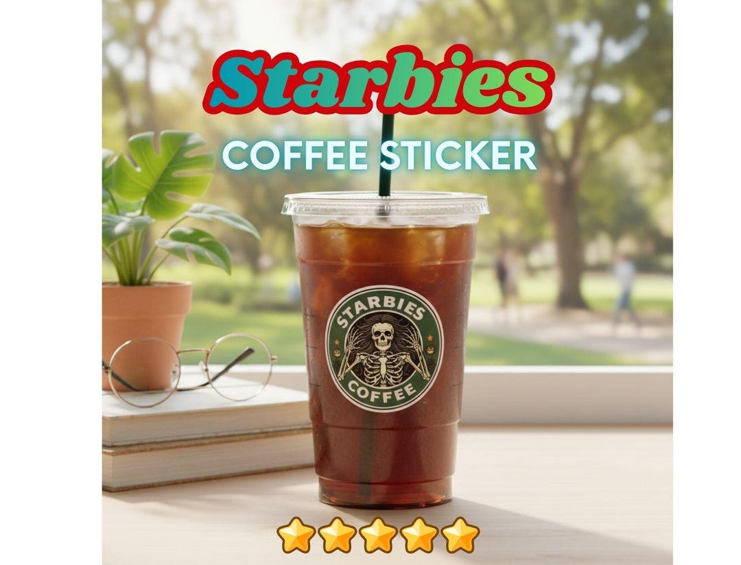Starbies Coffee Sticker | Spooky Drink Vinyl Decal Halloween Decal ...