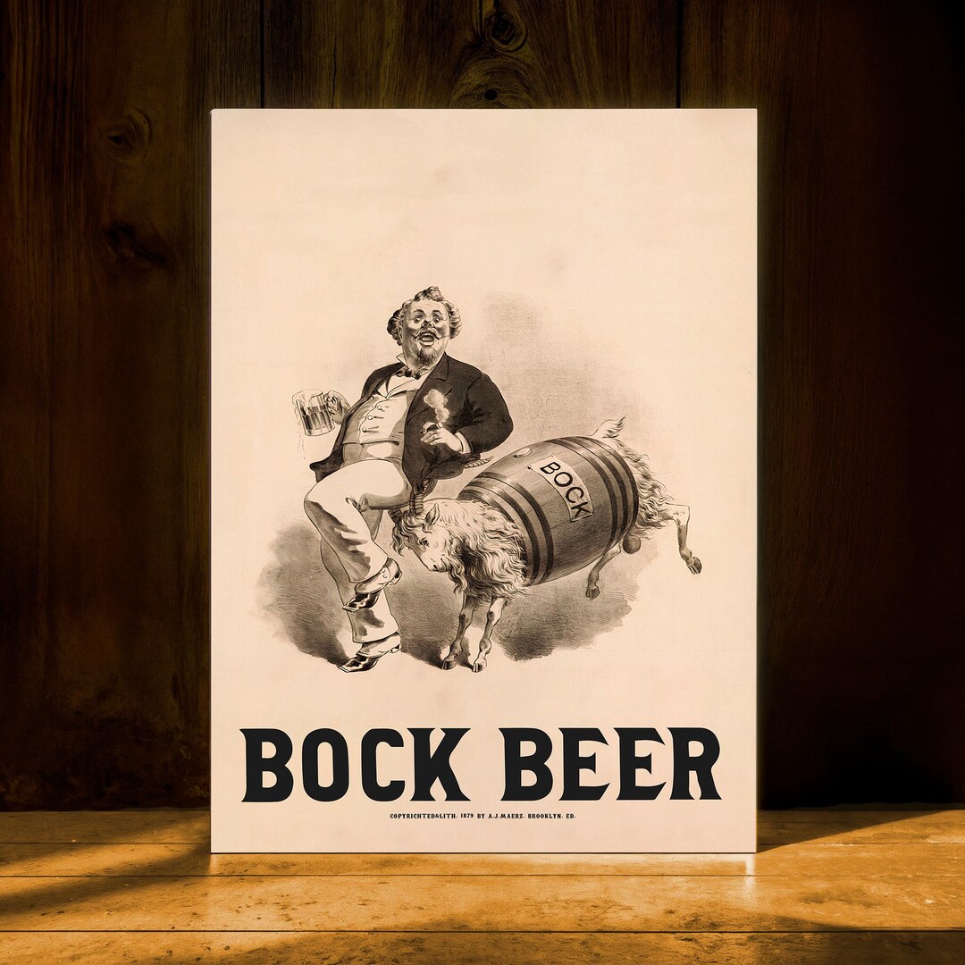 Vintage Bock Beer Poster – 19th Century German Beer Ad – Goat Bar Print ...
